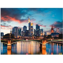 Alu-Dibond-Druck Artland, B:120cm H:90cm, blau, Bilder, "Frankfurt am Main Skyline II", f&uuml;r Innen- und Au&szlig;enbereich geeignet, Outdoorbild