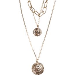 Urban Classics Damen Edelstahlkette "Urban Classics Unisex Patricia Layering Necklace", onesize, Zinkgold, Zink, Halsketten
