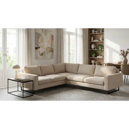 Ecksofa Home Affaire, B:290cm H:85cm T:250cm, beige, 92% Polyester, 8% Nylon, Wohnzimmer, Sofas, "Pinto, XXL, 250/290 cm, langer Schenkel, Ottomane",