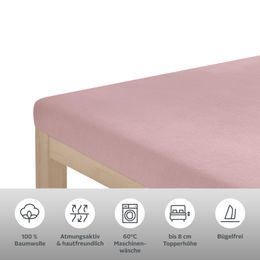 Spannbettlaken OTTO HOME, B:160cm L:200cmrosa, Baumwoll-Jersey, Obermaterial: 100% Baumwolle, Bettlaken, "Topper Basic, in Gr. 90x200, 140x200 oder