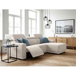 Ecksofa OTTO HOME "LEOO", creme, B:254,5cm H:83cm T:173cm, Webstoff 100% Polyester, Sofas, Ecksofa, mit USB A/C-Anschluss. Federkern, verstellbaren Kopfst&uuml;tzen, Webstoff