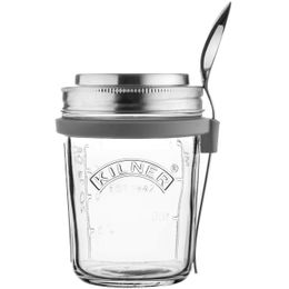 Kilner Vorratsglas, H:20cm, silber, Lebensmittelaufbewahrungsbeh&auml;lter, f&uuml;r Jogurth, Quark, inkl. Edelstahll&ouml;ffel, 350 ml