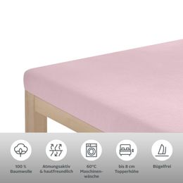 Spannbettlaken OTTO HOME, B:200cm L:200cmhellrosa, Baumwoll-Jersey, Obermaterial: 100% Baumwolle, Bettlaken, "Topper Basic, in Gr. 90x200, 140x200