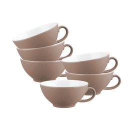 Tasse Seltmann Weiden "Teetassen Liberty Pure Colors 140 ml 6er Set", braun (cocoa braun), B:8,9cm H:4,3cm, Porzellan, Trinkgef&auml;&szlig;e, Tasse, Sp&uuml;lmaschinenfest, Mikrowellensicher, Ofenfest
