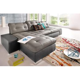 Sit & More Ecksofa SIT & MORE, B:284cm H:84cm T:109cm, grau, Kunstleder SOFTLUX/Struktur (100% Polyester);Kunstleder SOFTLUX/Feinstruktur (100%