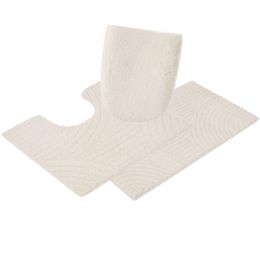 Badematte OTTO HOME, H:15mmnatur, Polyester, Badematten, "Ognon, Scandi, Boho, modernes Muster", Badteppich, Uni Farben, Hoch-Tief-Effekt