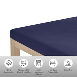 Spannbettlaken OTTO HOME, B:200cm L:200cmmarine, Baumwoll-Jersey, Obermaterial: 100% Baumwolle, Bettlaken, "Topper Basic, in Gr. 90x200, 140x200 oder