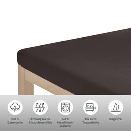 Spannbettlaken OTTO HOME, B:200cm L:200cmbraun, Baumwoll-Jersey, Obermaterial: 100% Baumwolle, Bettlaken, "Topper Basic, in Gr. 90x200, 140x200 oder