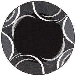 Teppich OTTO HOME, H:7mm &Oslash;:190cm, grau, Kunstfaser, Wohnzimmer, Teppiche, "Noah", mit Bord&uuml;re, Kurzflor, verspieltes Design, pflegeleicht, elegant
