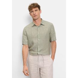OLYMP Herren Kurzarmhemd "OLYMP Casual, regular fit, Kent"oliv, Gr. S, 100% Leinen, Hemden