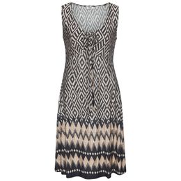 Buffalo Damen Jerseykleid, schwarz-wei&szlig;, Gr. 38, bedruckt, Jersey, Obermaterial: 100% Viskose, Kleider, mit Bindeband, sommerliches Tr&auml;gerkleid,