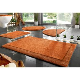 Badematte OTTO HOME, H:14mm, orange, Baumwolle, Badematten, "Kapra, Badvorleger, Badezimmer Teppich", mit Bord&uuml;re, Badteppich, Badematte, Baumwolle
