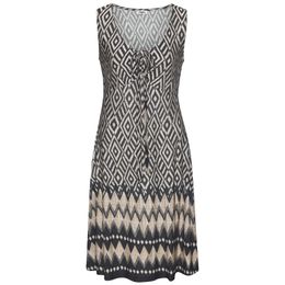 Buffalo Damen Jerseykleid, schwarz-wei&szlig;, Gr. 38, bedruckt, Jersey, Obermaterial: 100% Viskose, Kleider, mit Bindeband, sommerliches Tr&auml;gerkleid,