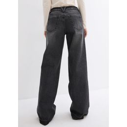 bonprix Damen Weite Jeansschwarz denim used (normalgr&ouml;&szlig;e), Gr. 36, Denim/Jeans, Obermaterial: 99% Baumwolle, 1% Elasthan, Jeans, mittlere Bundh&ouml;he,