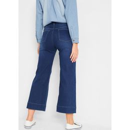 bonprix Damen Weite Jeans, blau, Gr. 38, Denim/Jeans, Obermaterial: 73% Baumwolle, 24% Polyester, 3% Elasthan, Jeans, Loose Fit Passform, 7/8 L&auml;nge,