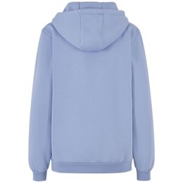 MISS TEE Damen Kapuzenpullover "Miss Tee Just Another EMB Fluffy Hoody", blau, Gr. S, unifarben, 100% Baumwolle, Pullover