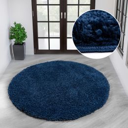 Hochflor-Teppich OTTO HOME, H:45mm &Oslash;:190cm, blau, Kunstfaser, Teppiche, "Viva Shaggy, in Standard- und Premium-Qualit&auml;t, 30 mm oder 45 mm H&ouml;he", Uni