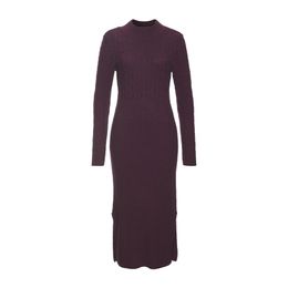 Lascana Damen Strickkleid "mit Zopfmuster, seitlicher Schlitz, elegantes Pulloverkleid", lila, Gr. 38, unifarben, Strick, Obermaterial: 84%
