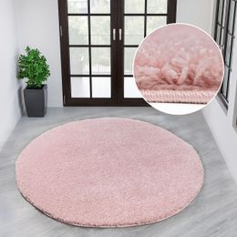 Hochflor-Teppich OTTO HOME, H:45mm &Oslash;:140cm, rosa, Kunstfaser, Teppiche, "Viva Shaggy, in Standard- und Premium-Qualit&auml;t, 30 mm oder 45 mm H&ouml;he", Uni