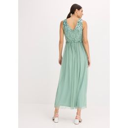 bonprix Damen Maxikleid "Maxikleid mit Paillettenstickerei"pastellgr&uuml;n (l&auml;nge: regul&auml;r), Gr. 44, Obermaterial: 100% Polyester. Futter: 100%