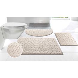 Badematte OTTO HOME, H:10mm, beige, Polyester, Badematten, "Louvres, Badvorleger, Badezimmer Teppich, Duschvorleger", Badteppich, Uni Farben,