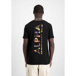 Herren T-Shirt "Backprint T-Shirt Camo Print", schwarz, Gr. S, Alpha Industries, Obermaterial: 100% Baumwolle, Shirts