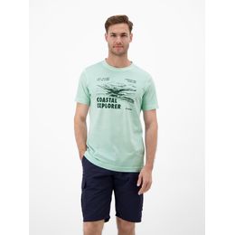 Lerros Herren T-Shirt "T-Shirt mit O-Neck und Frontprint", gr&uuml;n, Gr. XXXL, 100% Baumwolle, Shirts