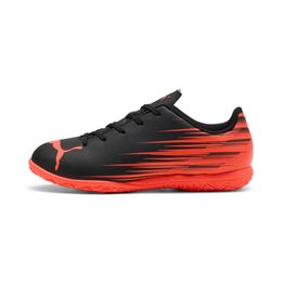 Puma M&auml;dchen Fu&szlig;ballschuh "ATTACANTO II IT JR", Gr. 33, rot, Synthetik, bedruckt, Schuhe, f&uuml;r Hallenb&ouml;den, mit weichem Synthetik-Obermaterial