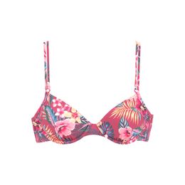 s.Oliver Damen B&uuml;gel-Bikini-Top "Marika", rot, Gr. 44, bedruckt, floral, Microfaser, Microfaser, Polyamid, Bikini-Oberteile, mit kleinen Zierringen