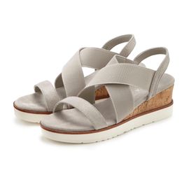 Lascana Damen Sandalette "Sommerschuh, offener Schuh, Sandale, Keilsandalette", Gr. 36, grau, Obermaterial: 100% Textilmaterial. Decksohle: 100%