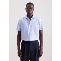 Businesshemd Seidensticker "Schwarze Rose", Herren, Gr. S (38), normale &Auml;rmell&auml;ngen, mittelblau, 100% Baumwolle, Strukturmuster, slim fit, Hemden, Slim 1/2 Kentkragen Struktur