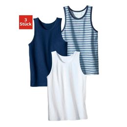 H.I.S. H.I.S Jungen Unterhemd "Achseltop", Gr. 140, blau, Jersey, Obermaterial: 100% Baumwolle, gestreift, unifarben, Unterhemden, weiches Jersey-Material,
