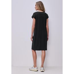 Street One Damen Jerseykleid, schwarz, Gr. 34, unifarben mit Farbeins&auml;tzen, Jersey, 95% Viskose, 5% Elasthan, Kleider, aus Viskose