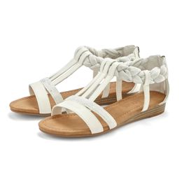 Lascana Damen Sandale "Sommerschuh, Sandalette, offener Schuh", Gr. 35, wei&szlig;, Obermaterial: 50% Lederimitat, 50% Textilmaterial. Decksohle: 100%