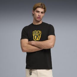 Puma Herren Trainingsshirt "BVB FTBLCULTURE TEE", schwarz, Gr. XL, gemustert, Jersey, Obermaterial: 100% Baumwolle, Shirts, Regular Fit, Kurzarm, f&uuml;r