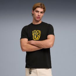 Puma Herren Trainingsshirt "BVB FTBLCULTURE TEE", schwarz, Gr. XXXL, gemustert, Jersey, Obermaterial: 100% Baumwolle, Shirts, Regular Fit, Kurzarm,
