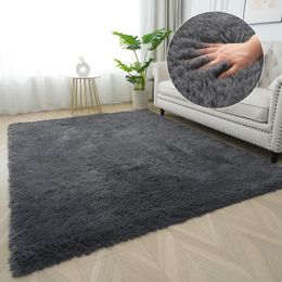 Hochflor-Teppich OTTO HOME, B:60cm H:37mm L:90cm, grau, Kunstfaser, Teppiche, "Leava, besonders weich und kuschelig, leichter Glanz", uni, Mikrofaser