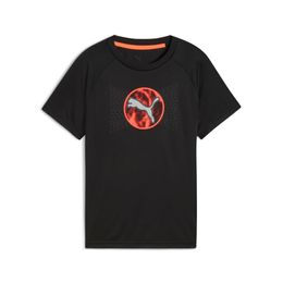 Puma Jungen T-Shirt "ACTIVE SPORTS POLY TEE B", schwarz, Gr. 164, bedruckt, Interlock, Obermaterial: 100% Polyester, Shirts, Regular Fit, f&uuml;r