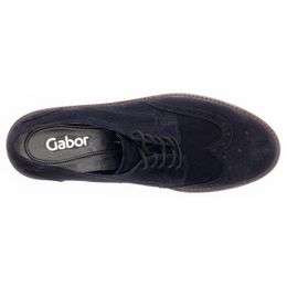 Gabor Damen Schn&uuml;rschuh, Gr. 42, blau, Ziegenveloursleder, unifarben, Schuhe, mit dezenter Lyralochung, Freizeitschuh, Halbschuh, Schn&uuml;rschuh