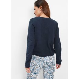 bonprix Damen Strickjackedunkelblau, Gr. 52, unifarben, Strick, Obermaterial: 70% Baumwolle, 30% Polyamid, Strickjacken, bequeme Passform,