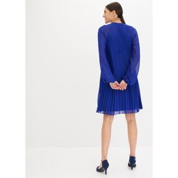 bonprix Damen Minikleid, blau, festlich, Gr. 44, Obermaterial: 100% Polyester. Futter: 100% Polyester, Kleider, f&uuml;r Damen, aus Chiffon, mit Plissee,