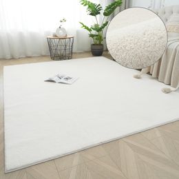 Teppich OTTO HOME, B:60cm H:15mm L:90cm, beige, Kunstfaser, Wohnzimmer, Teppiche, "Cali 2, kuschelig & weich", Uni-Farben, waschbar, flauschig,
