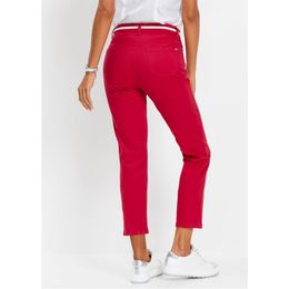 bonprix Damen Stretch-Hose, rot, festlich, Gr. 52, Web, Obermaterial: 97% Baumwolle, 3% Elasthan, Hosen, 7/8-L&auml;nge, schmale Passform, aus &uuml;berwiegend