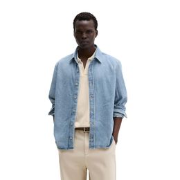 Marc O'Polo Jeanshemd MARC O'POLO "aus leichtem TENCEL&trade; Lyocell-Denim", Herren, Gr. L, Normalgr&ouml;&szlig;en, medium blau, Obermaterial: 61% Lyocell, 20% Leinen, 19% Baumwolle, unifarben, regular fit normal, Doppelmanschette, Hemden Jeanshemd