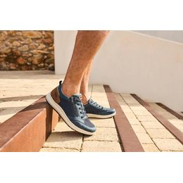 Rieker Herren Sneaker, Gr. 45, blau, Lederimitat, Textil, Schuhe, Halbschuh, Freizeitschuh, Schn&uuml;rschuh mit seitlichem Rei&szlig;verschluss