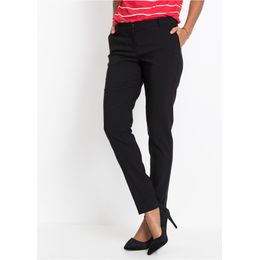bonprix Damen Stretch-Hoseschwarz, Gr. 42, Web, Obermaterial: 71% Polyester, 25% Viskose, 4% Elasthan, Hosen, mit Elasthan-Anteil, Slim Fit Passform,