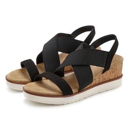 Lascana Damen Sandalette "Sommerschuh, offener Schuh, Sandale, Keilsandalette", Gr. 38, schwarz, Obermaterial: 100% Textilmaterial. Decksohle: 100%