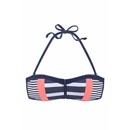 Kangaroos Damen Bandeau-Bikini-Top "Anita", blau, Gr. 36, gestreift, kontrastfarbene Details, Microfaser, Polyamid, Bikini-Oberteile, mit