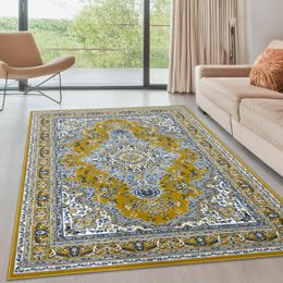 Teppich OTTO HOME, B:80cm H:7mm L:150cm, gelb, Kunstfaser, Wohnzimmer, Teppiche, "Oriental, Made in Belgium", Orient-Optik, mit Bord&uuml;re, Teppich,