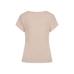 CLOUD 5IVE Damen T-Shirt "CLOUD 5IVE Viskose T-Shirt mit &Auml;rmelumschlag und Rundhals", beige, Gr. XXL, unifarben, 95% Viskose, 5% Elasthan, Shirts